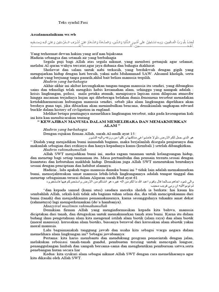 Teks Pidato Fasi | PDF | Agama & Spiritualitas