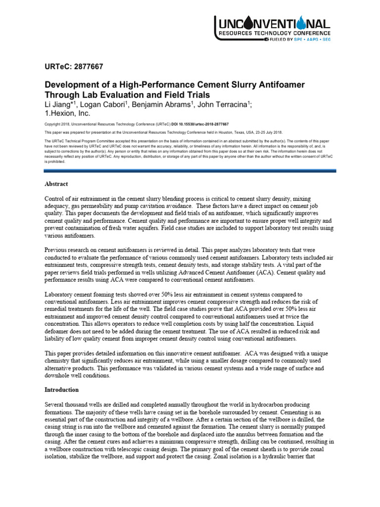 Development of A High-Performance Cement Slurry | PDF | Casing ...