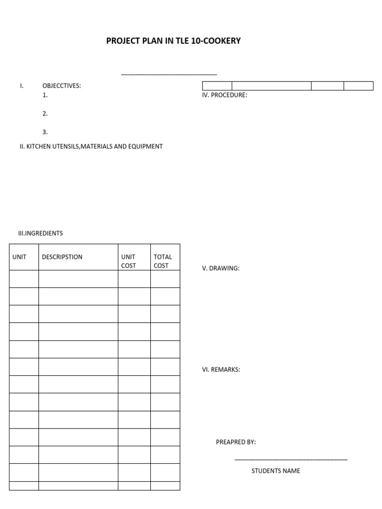 Project Plan in Tle 10 | PDF