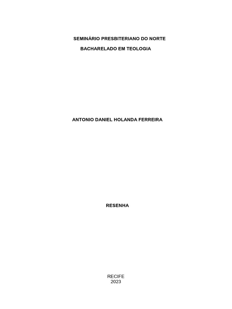 Resenha - O Que É Um Culto Reformado - Daniel Holanda | PDF ...