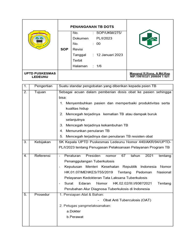 2651b-Sop Penanganan TB Dots | PDF