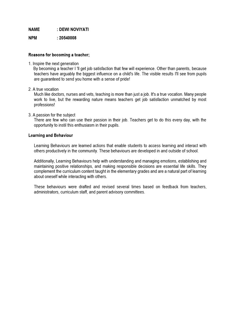 Understanding Learning Behaviours | PDF