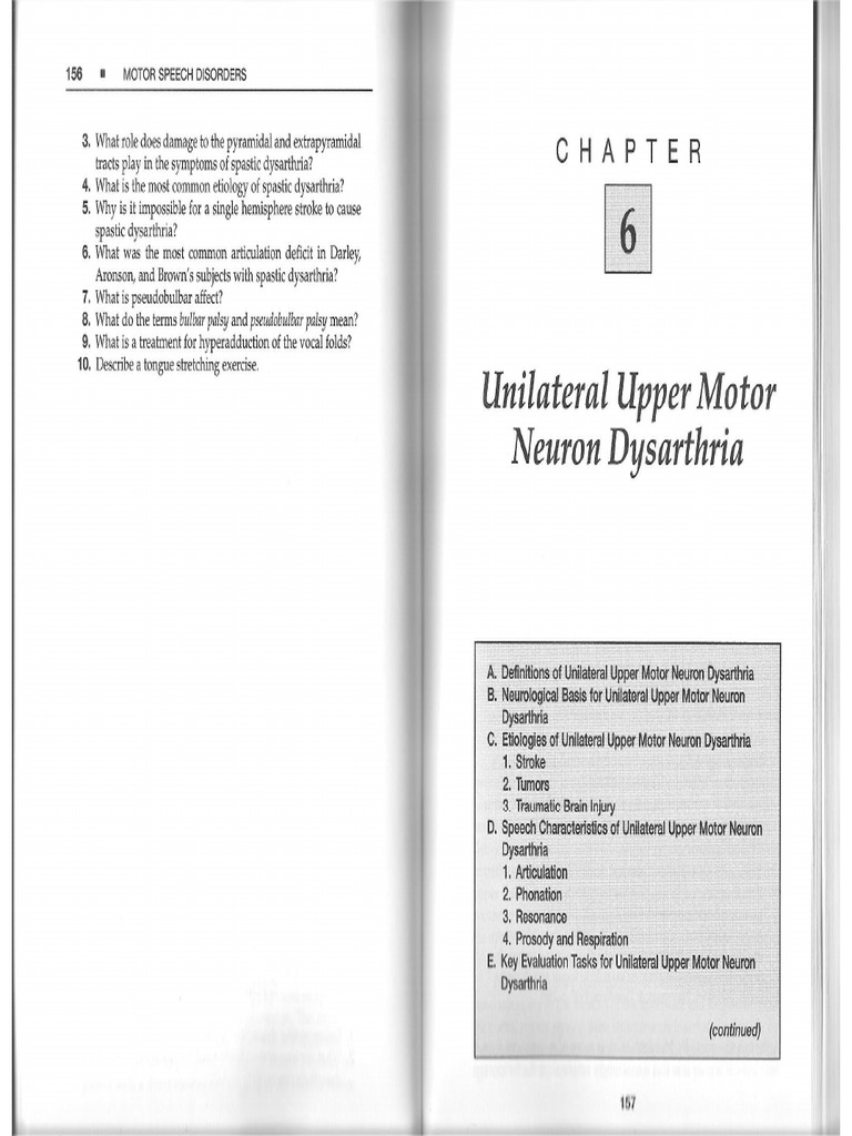 Capítulo 6 - Disartria Por Lesão Unilateral de Neurónio Motor Superior ... Capítulo 6 - Disartria Por Lesão Unilateral de Neurónio Motor Superior ...