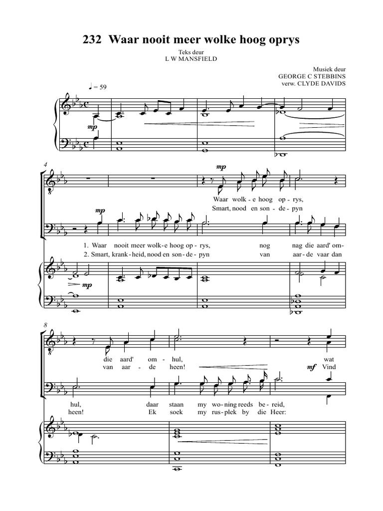 232.waar Nooit Meer Wolke Hoog Oprys - Full Score | PDF | Lexicologie ...
