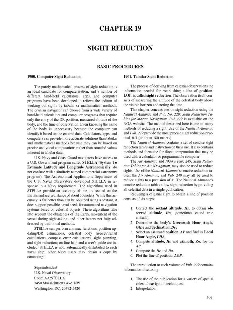 Chapter 19 - Sight Reductions | PDF | Navigation | Longitude