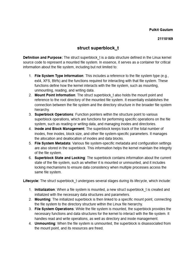 Struct Superblock T | PDF | File System | Computer File