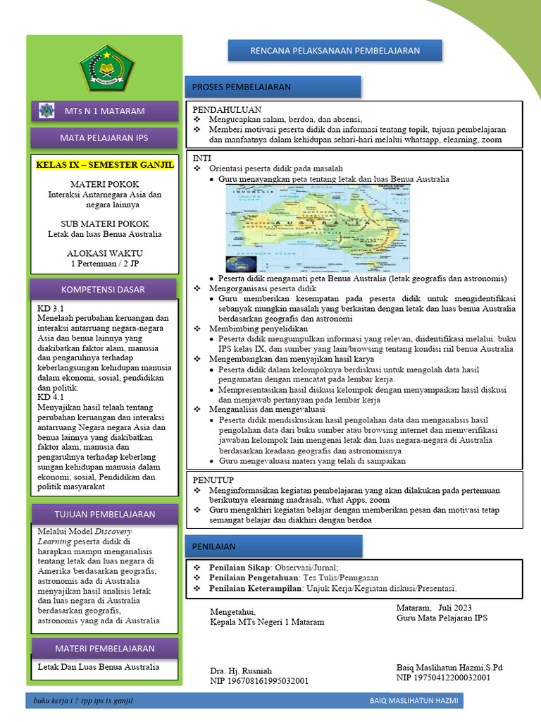 RPP Letak Dan Luas Australia | PDF | Sains & Matematika
