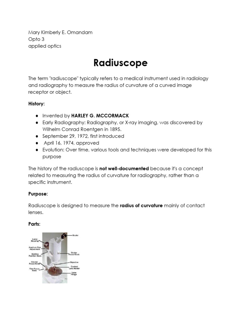 Applied Optics Radiuscope | PDF