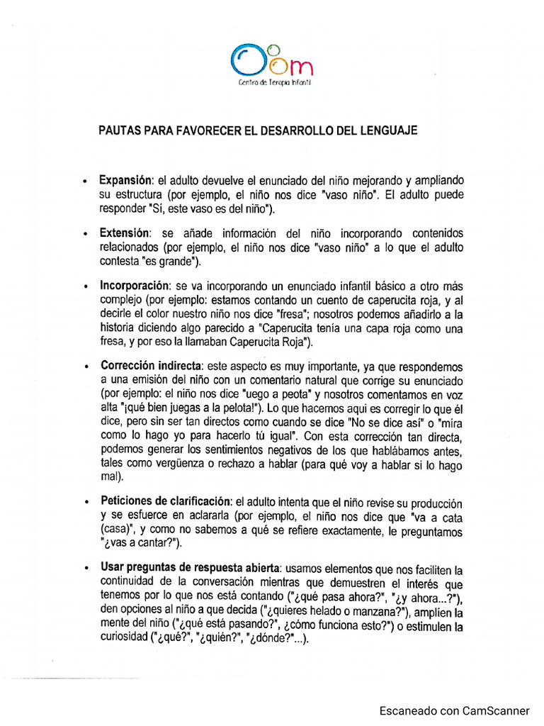 Pautas para Favorecer El Desarrollo Del Lenguaje | PDF