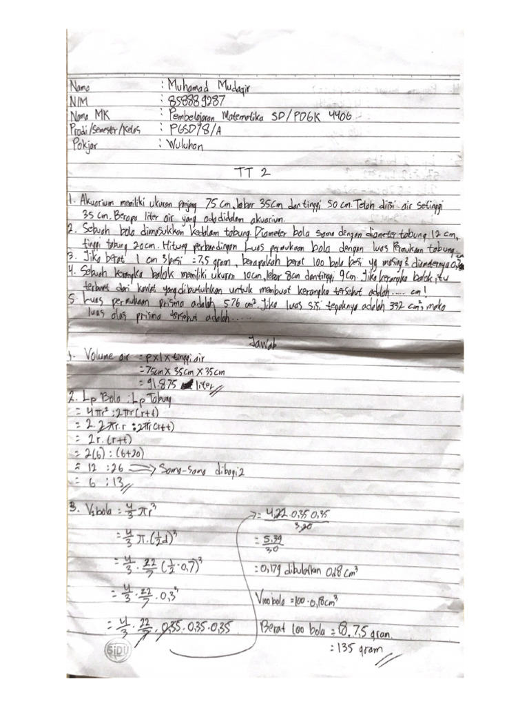 TT 2 MTK Muhamad Mudaqir | PDF