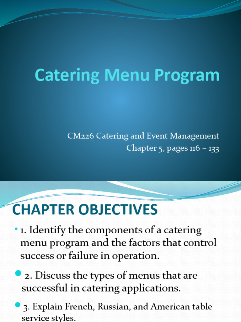 Catering Menu Program Essentials | PDF | Menu | Tableware