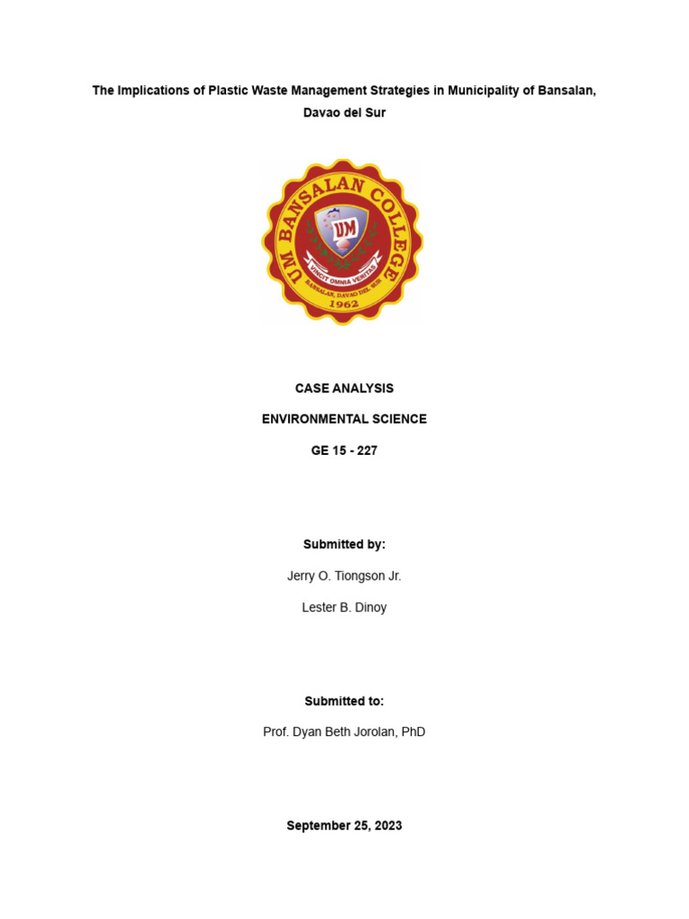 Environmental Science Case Study | PDF | Recycling | Waste Management