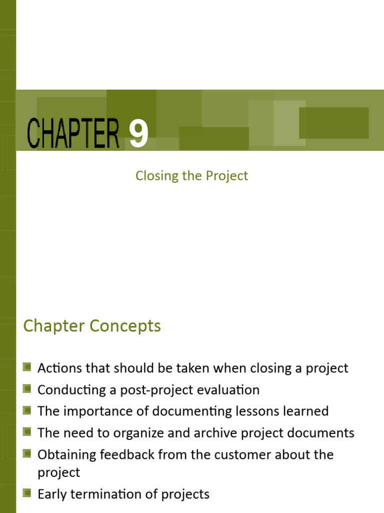 Closing The Project | PDF | Evaluation | Project Management