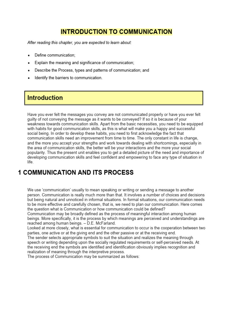 Introduction To Communication | PDF | Communication | Symbols
