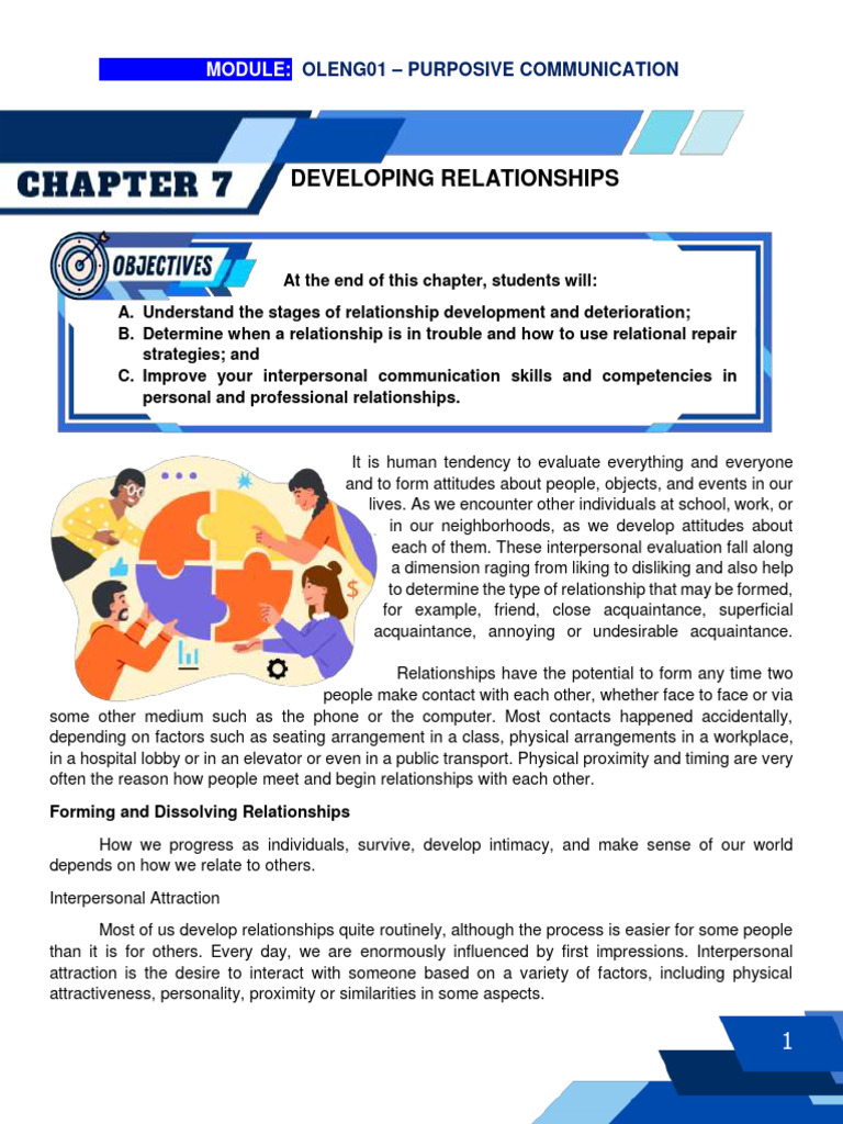 CHAPTER-7-DEVELOPING-RELATIONSHIPS | PDF | Interpersonal Communication | Interpersonal Relationships