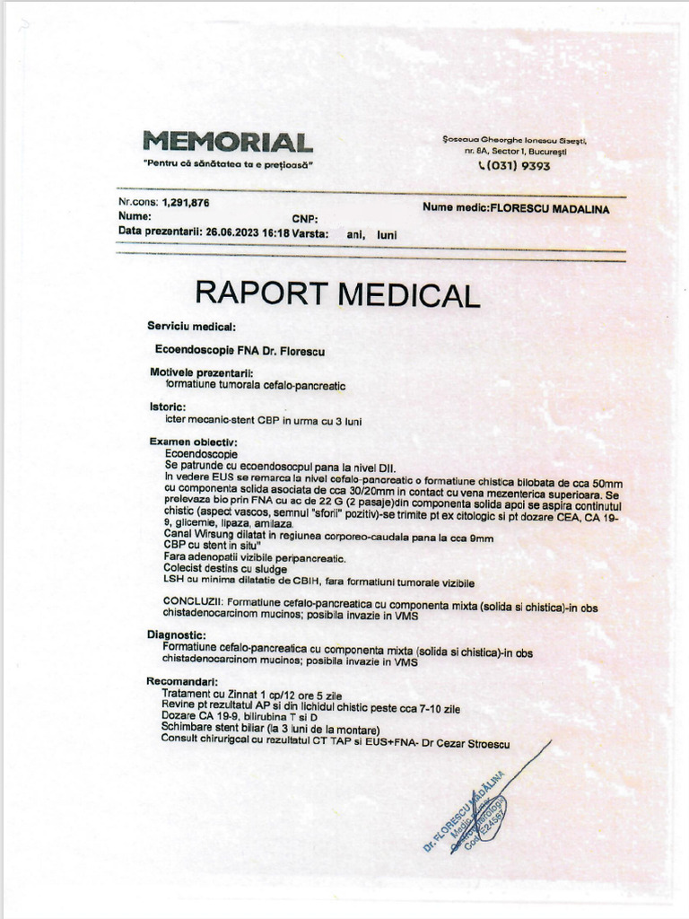 Raport Medical | PDF