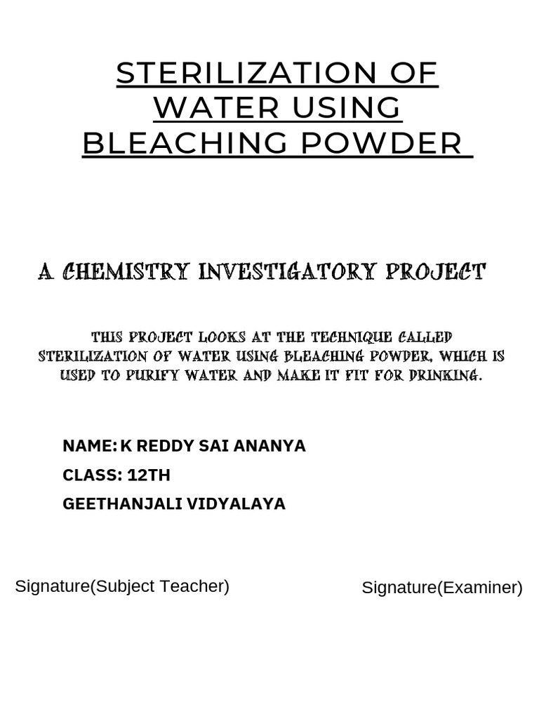 Water Sterilization with Bleaching Powder | PDF | Science