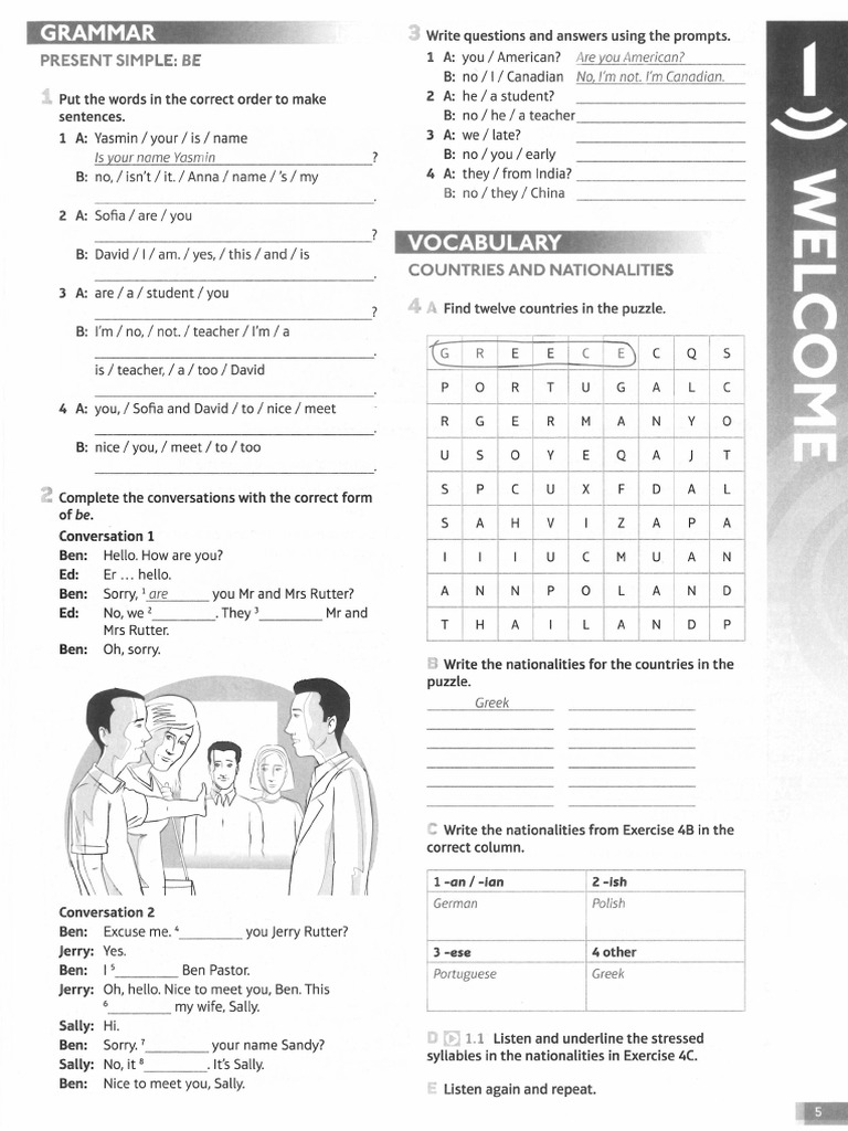 Speakout A2 1.1 WB | PDF