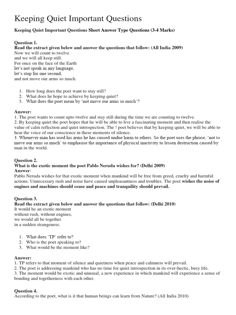 Keeping Quiet | PDF | Human