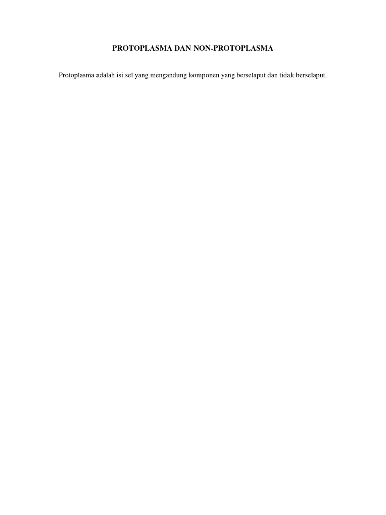 Protoplasma Dan Non-Protoplasma | PDF