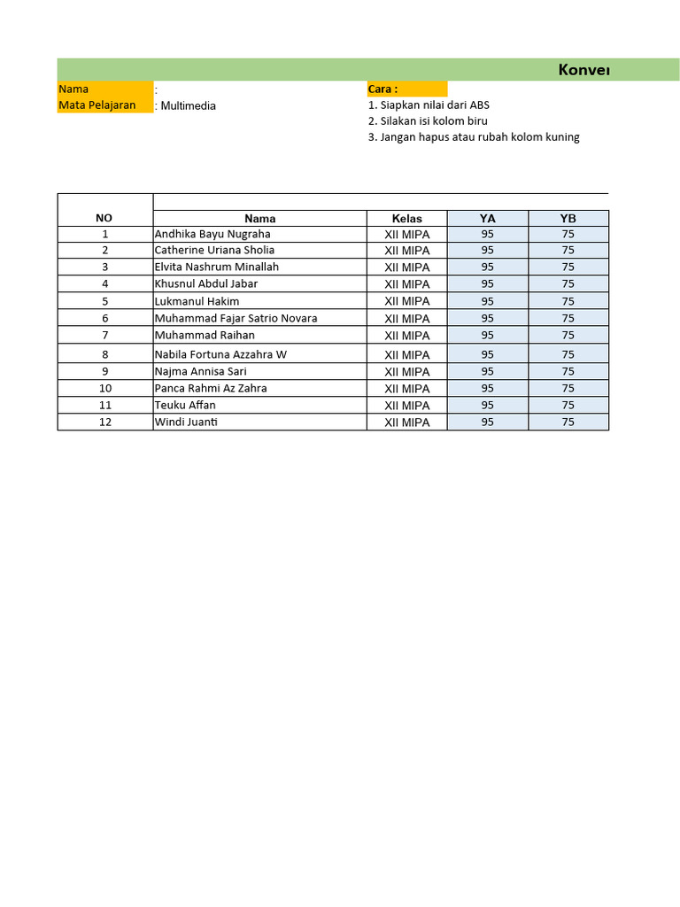 00 Format Konversi Nilai Umbk - Multimedia | PDF