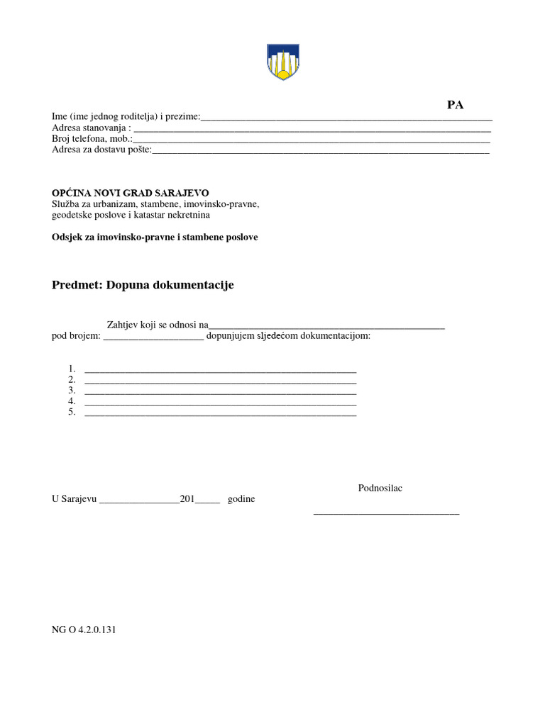 Dopuna Dokumentacije UP PA | PDF