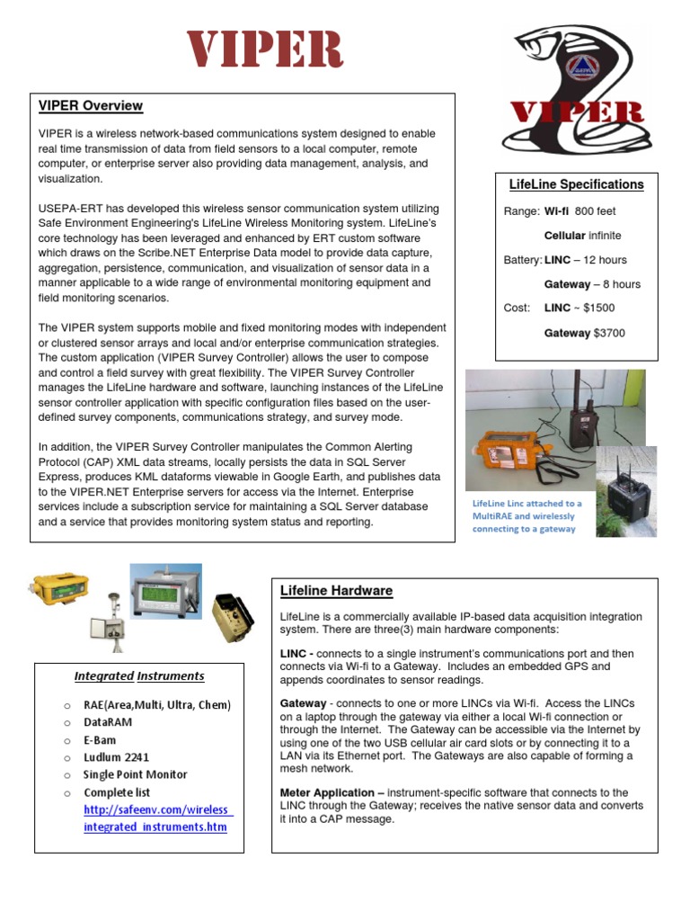 VIPER Information Sheet | PDF | Wi Fi | Environmental Monitoring