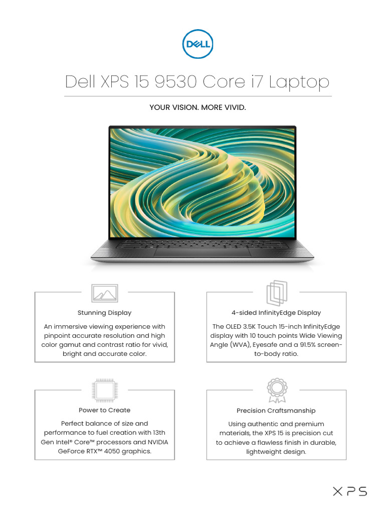 Dell XPS 15 (9530) Core-I7 Datasheet Template | PDF | Manufactured Goods | Computer Hardware