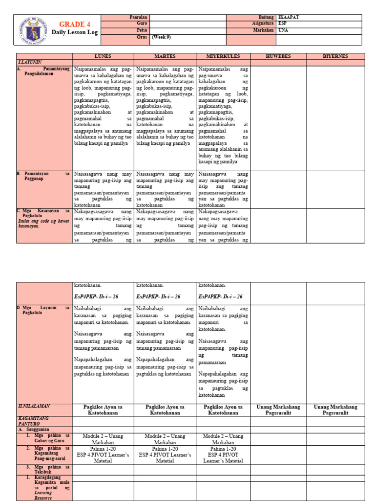 DLL Week 9 Esp V.1 | PDF
