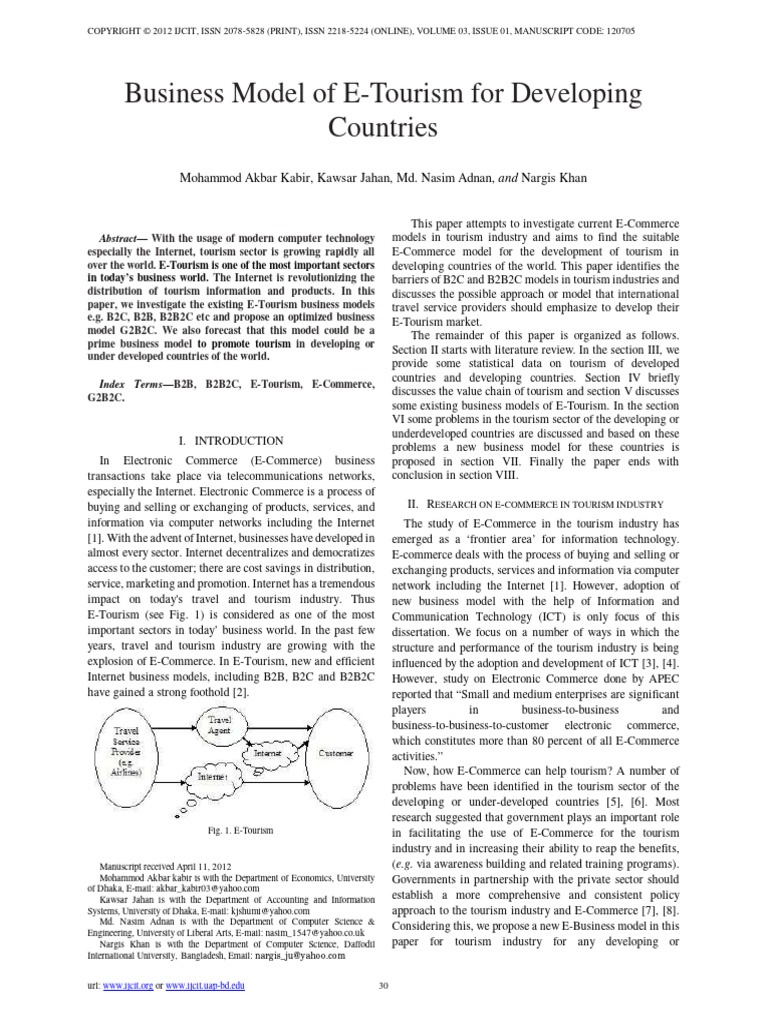Business Model of E Tourism For Developi | PDF | E Commerce | Business Process