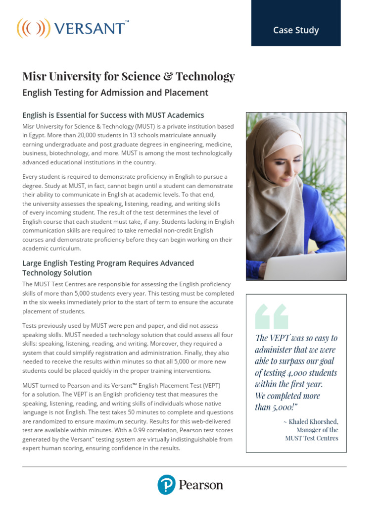 Versant Case Study Misr University | PDF | Learning