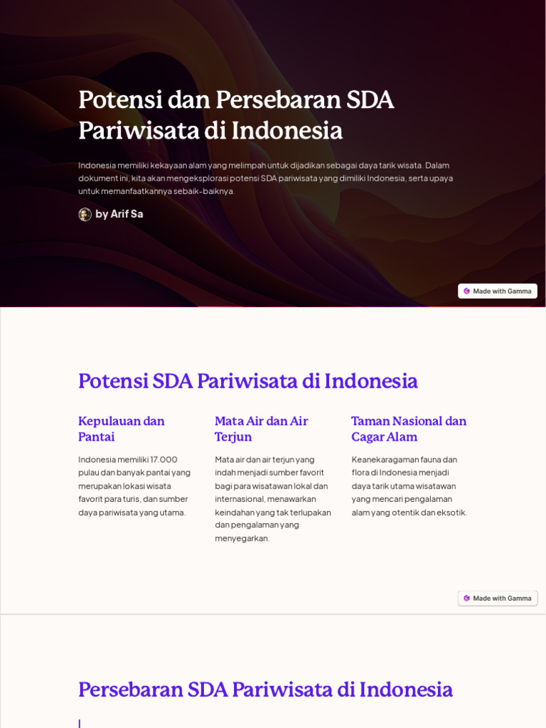 Potensi Dan Persebaran SDA Pariwisata Di Indonesia | PDF