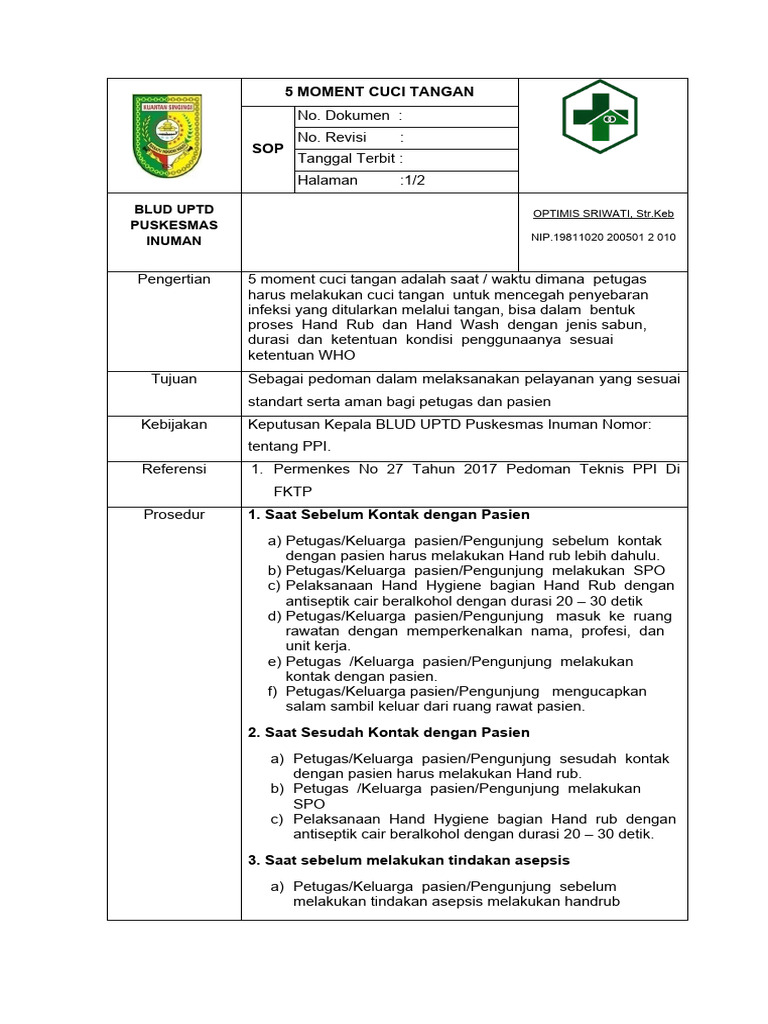 SOP 5 Moment Cuci Tangan | PDF