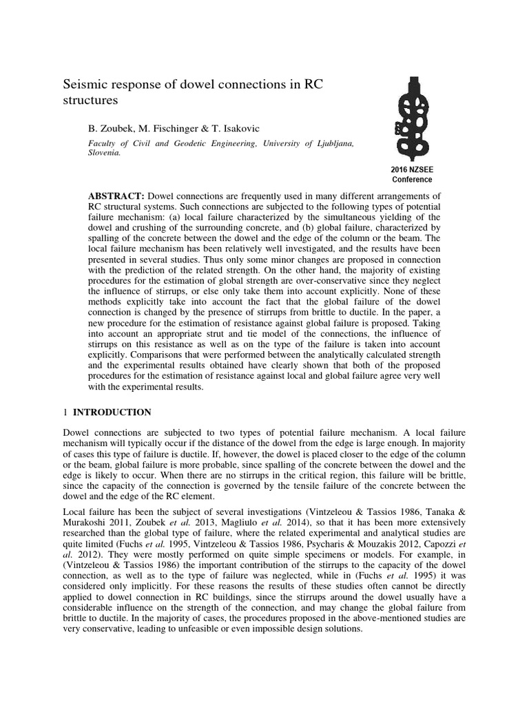 Zoubek-2016 - Seismic Response of Dowel Connections in RC Structures 1 ...