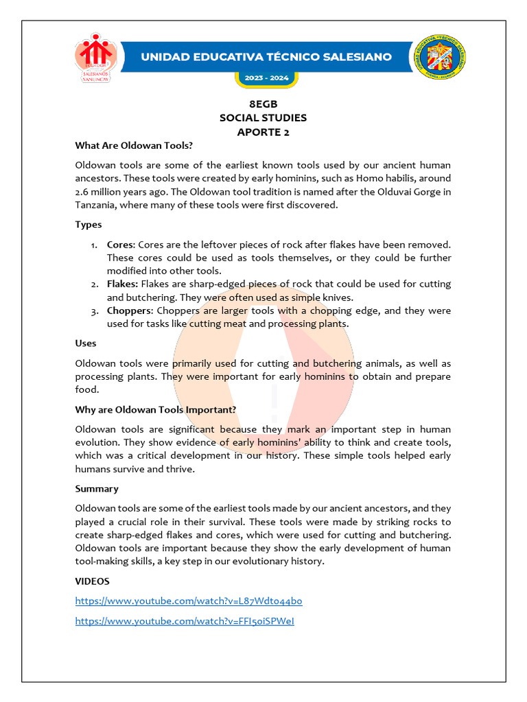 Oldowan Tools 8EGB | PDF | Social Science