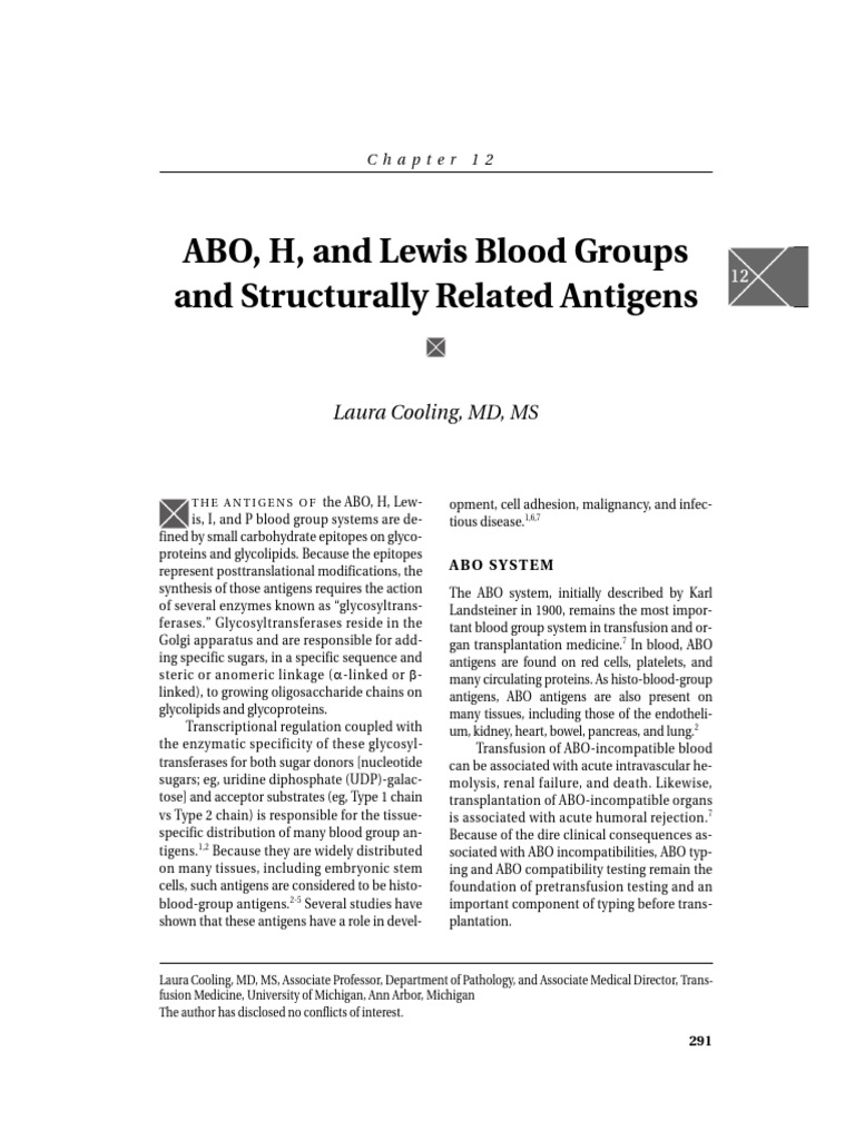 ABO, H, and Lewis Blood Groups and Structurally Related Antigens | PDF ...
