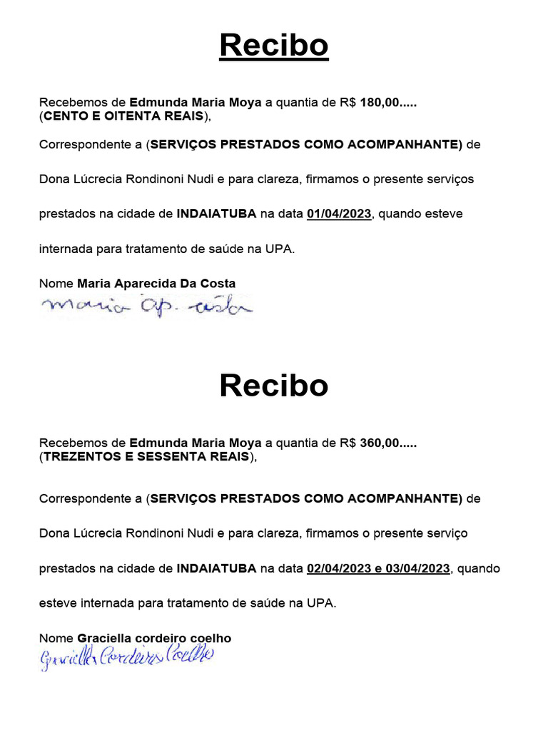 Modelo Recibo Simples para Impressao | PDF