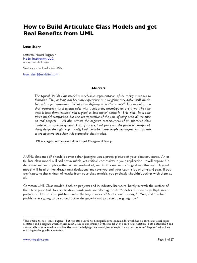 How To Build Articulate Class Models | PDF | Class (Computer Programming) | Relational Model
