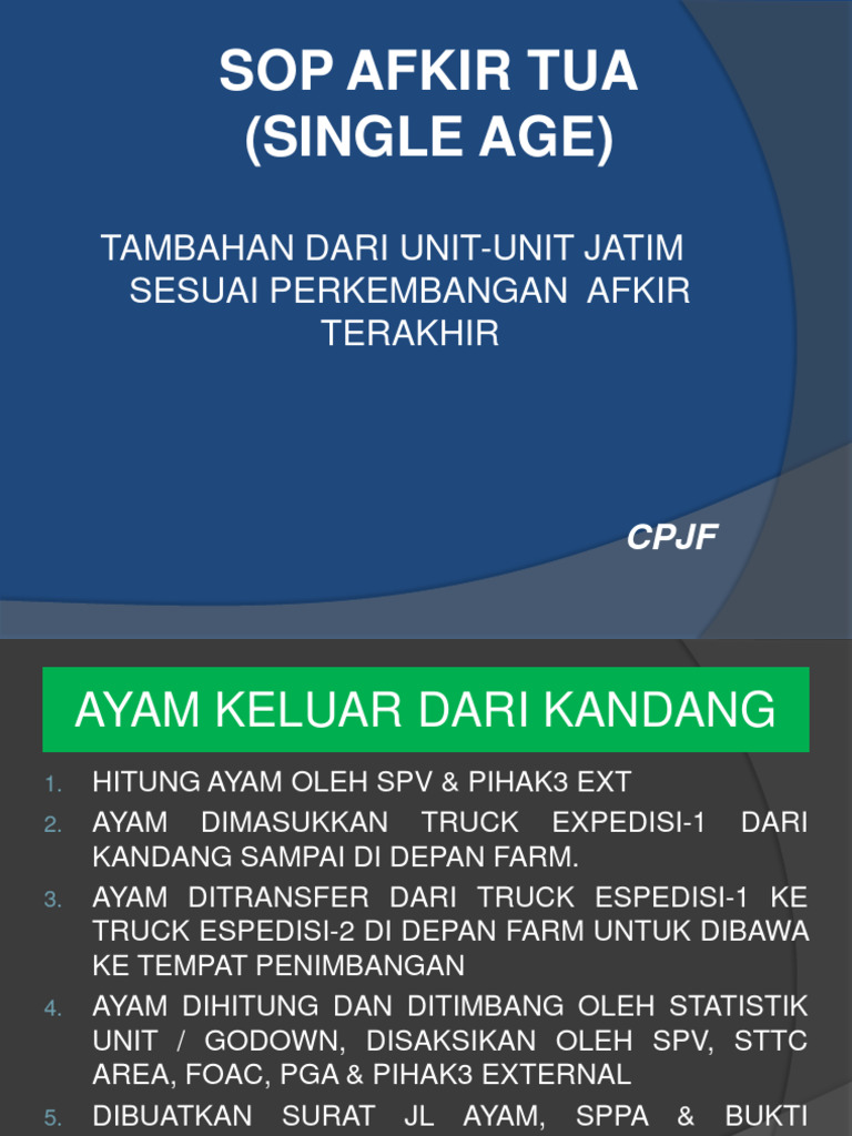 Prosedur Afkir Ayam CPJF | PDF | Teknologi & Rekayasa