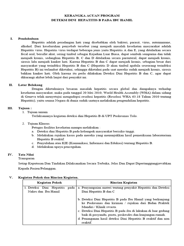 Kerangka Acuan Program Hepatitis | PDF