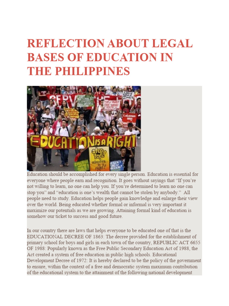 Reflection About Legal Bases of Education in The | PDF | Teachers ...