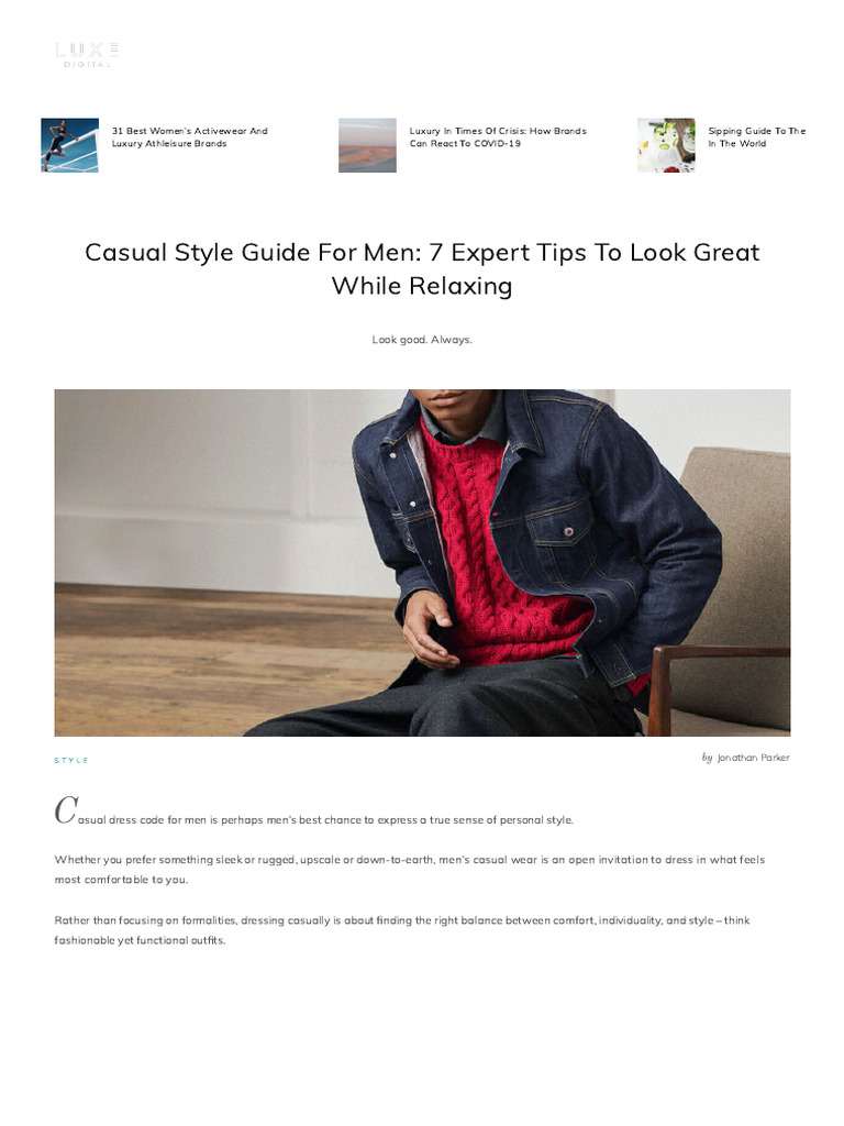 Casual Style Guide For Men - 7 Pro Tips To Look Great (2020 Updated) | PDF | Shirt | Consumer Goods