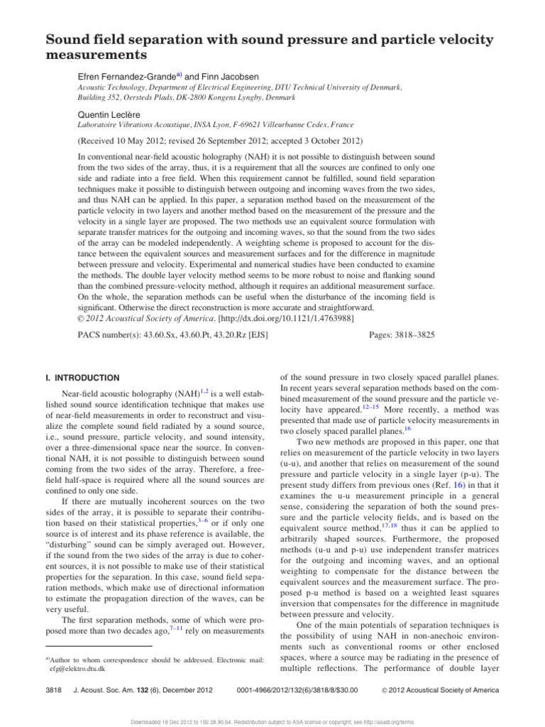 Sound Field Separation | PDF | Sound | Waves