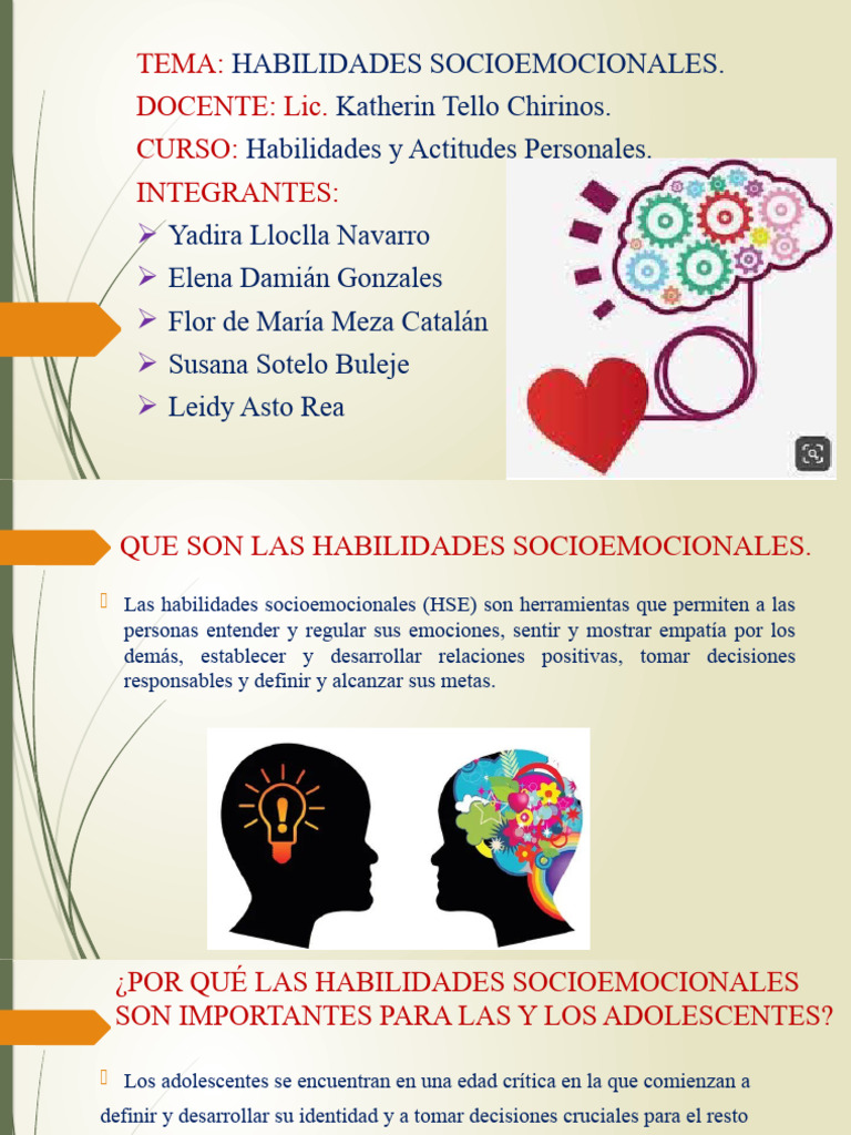 Habilidades Socioemocionales en Adolescentes | PDF | Las emociones ...