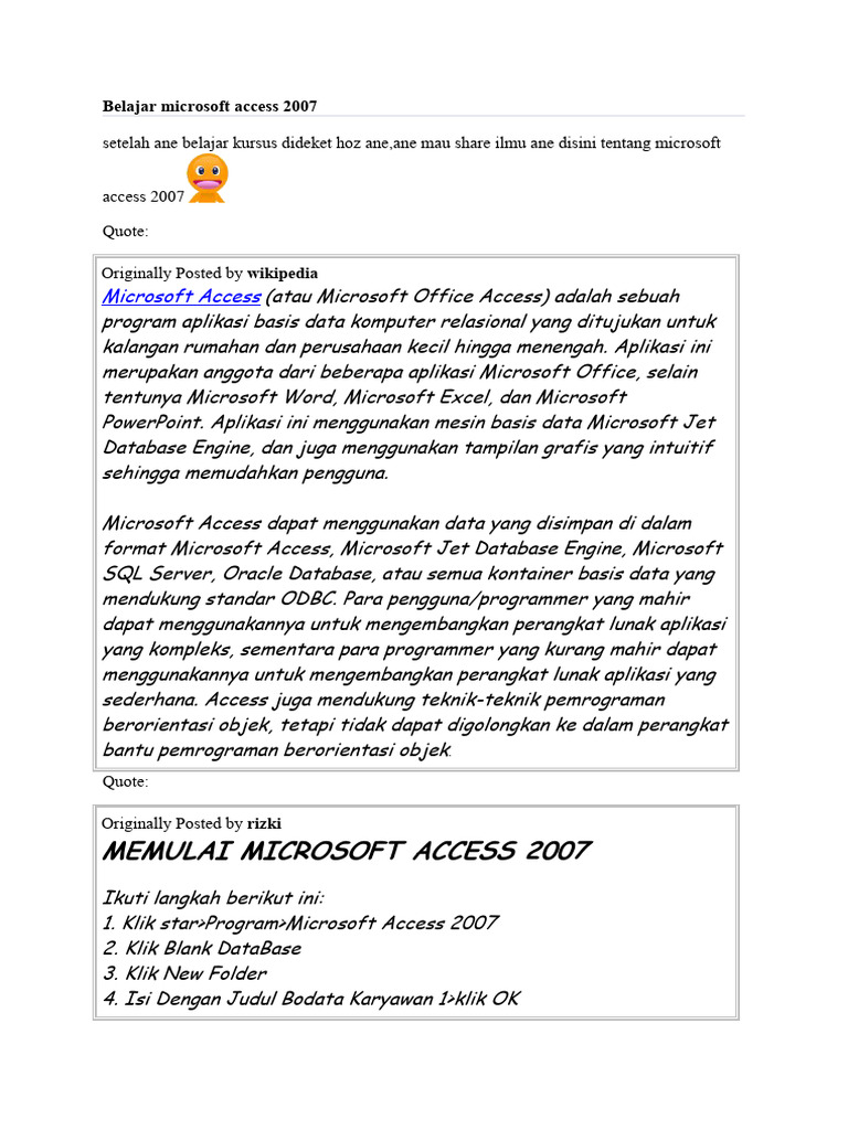 Belajar Microsoft Access 2007 | PDF