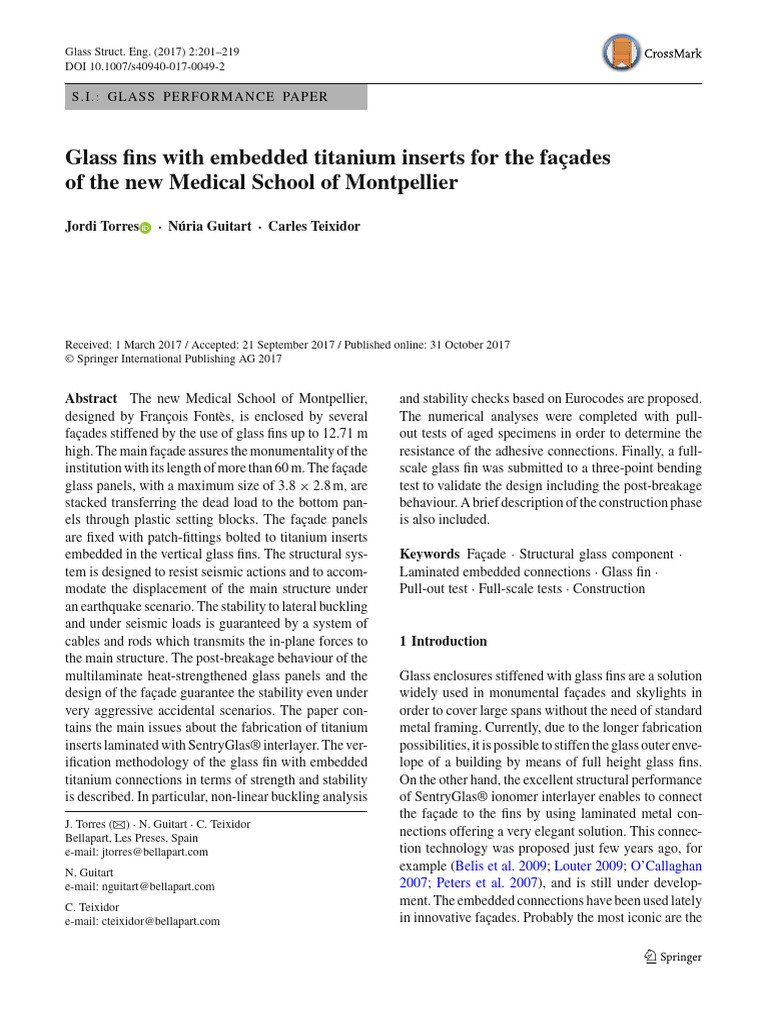 (TORRES, 2017) Glass Fins With Embedded Titanium Inserts | PDF ...