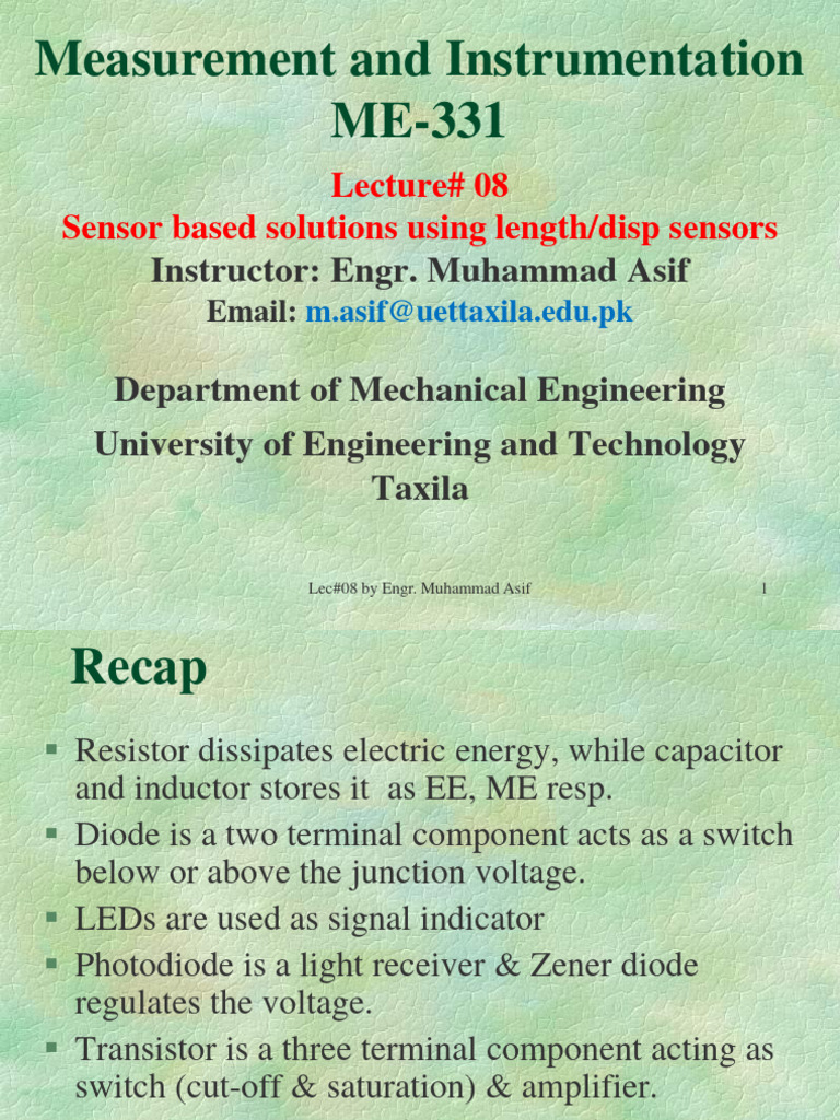 Lecture#08 Inst 2021 | PDF | Electrical Network | Switch