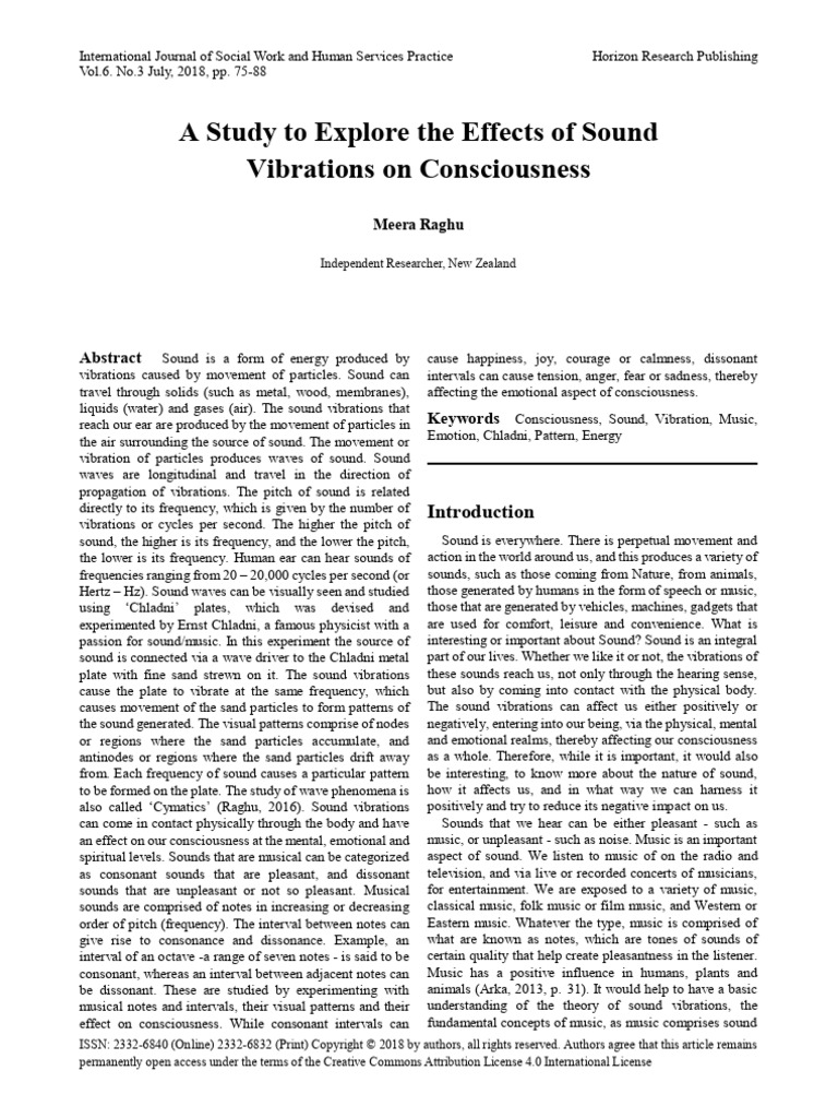 A Study To Explore The Effects of Sound Vibrations | PDF | Sound | Pitch (Music)