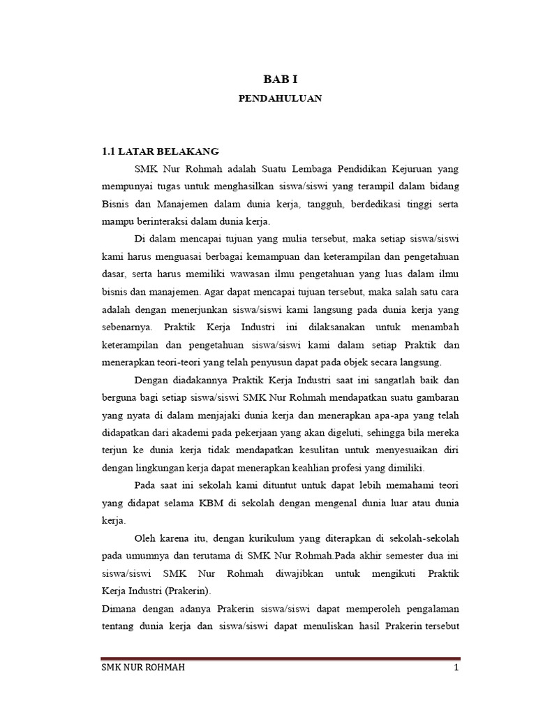 Prakerin SMK Nur Rohmah | PDF | Karier & Perkembangan | Pengelolaan ...