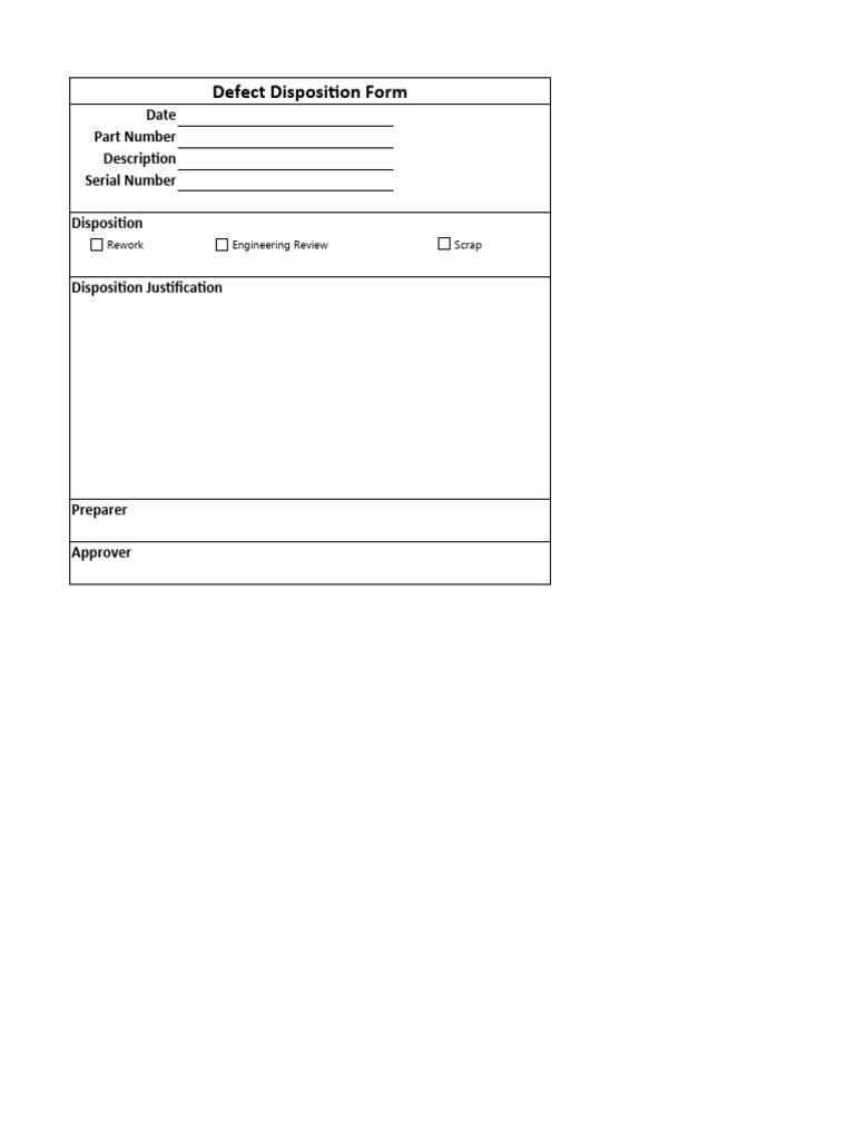 Defect Disposition Form Template | PDF